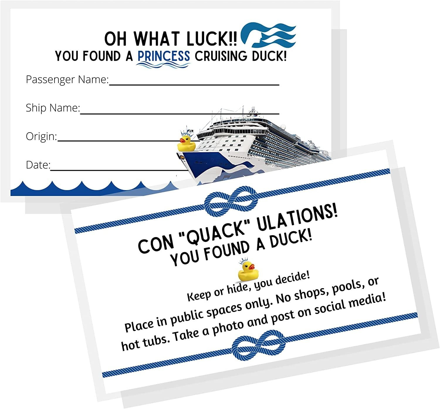 Cruising Duck Tags for Princess Cruise Line Cards 50 Pack Oh What Luck ...
