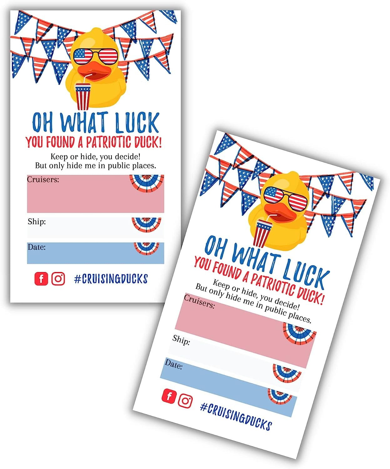 Cruising Ducks Cards Tags 4th of July 2x3.5 50 pk Add to Your Rubber ...