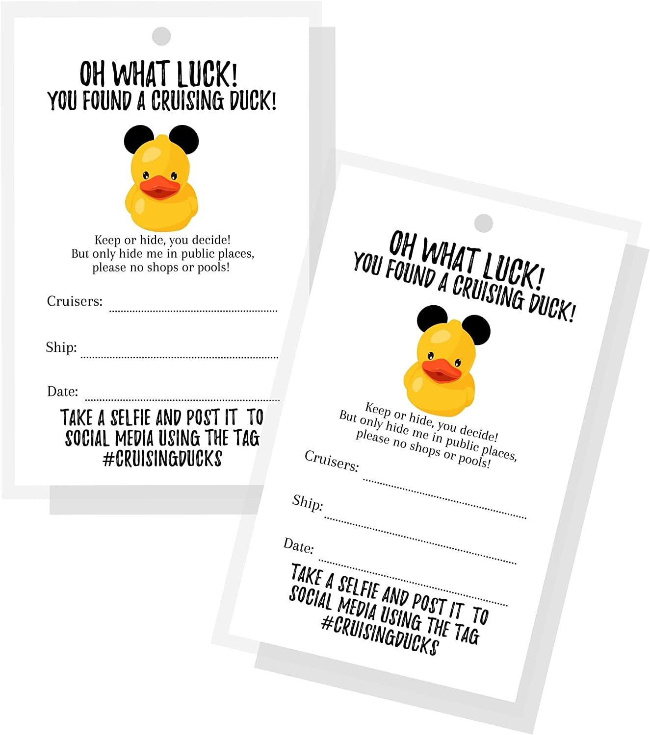 Cruising Ducks Tags, Pack of 30, Business Card Size 2 x 3.5", Rubber ...
