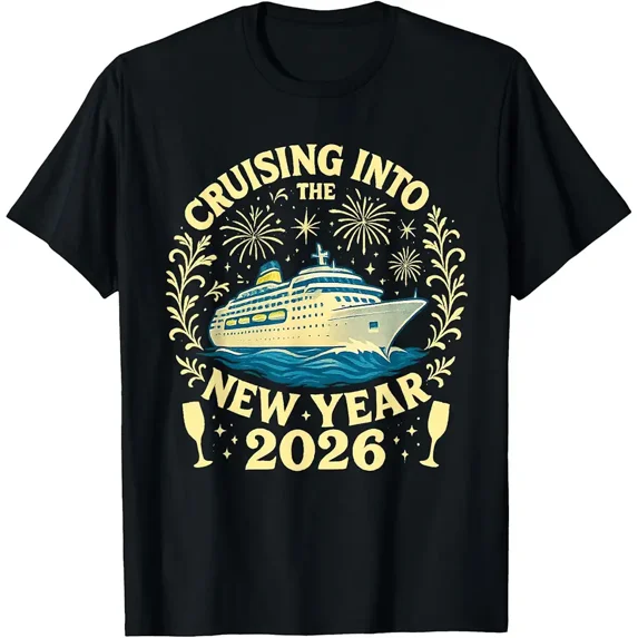 Cruising Into The New Year 2026 Fun Holiday Celebration Theme Unisex T-Shirt up to size 5XL ...