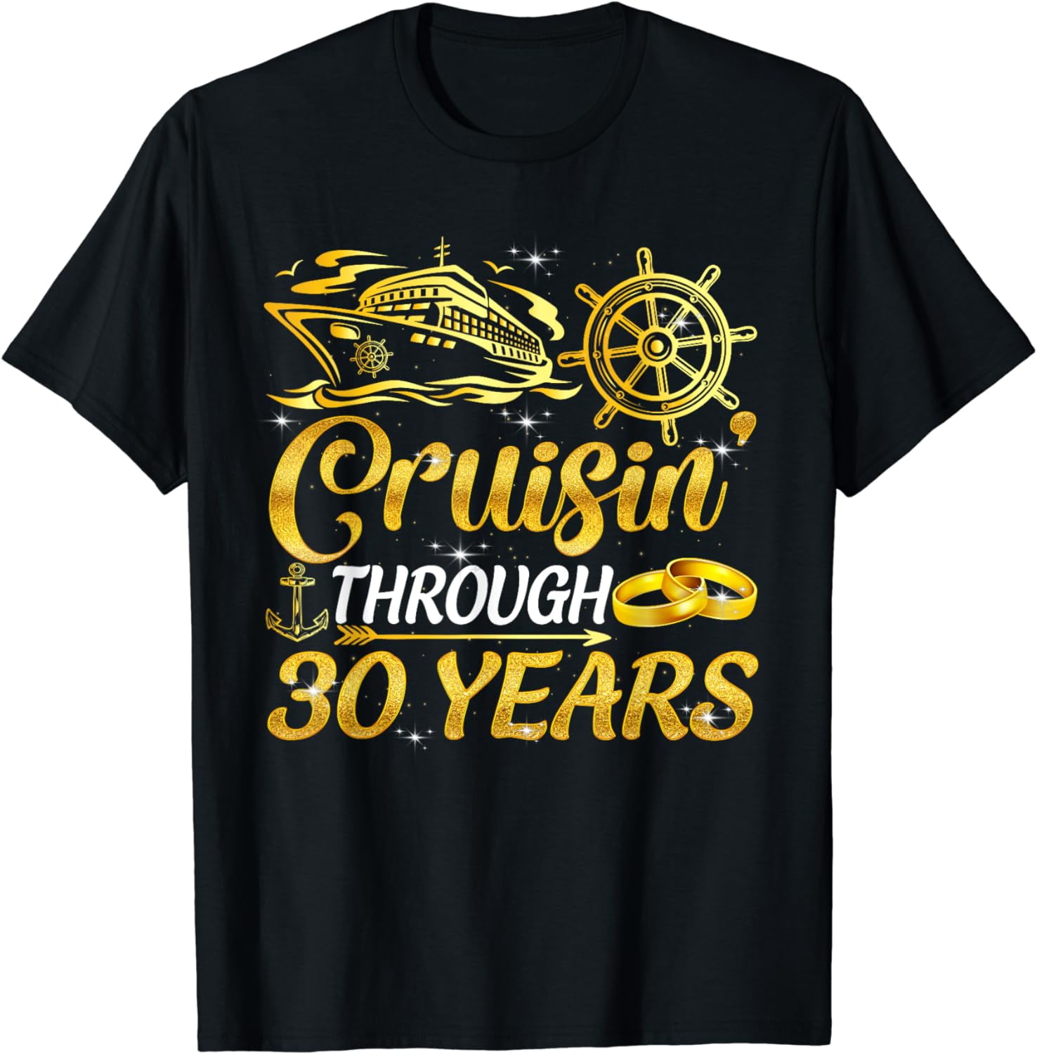 Cruising Through 30 Years 30th Anniversary Cruise Couple T-Shirt ...