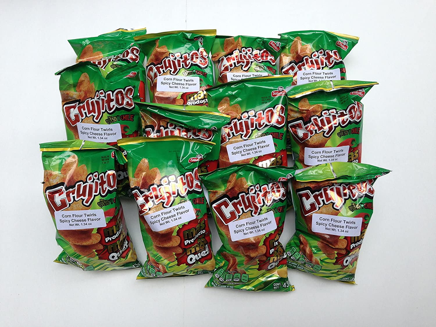 Sabritas Crujitos 25 Pack, Cheese and Chile Chips, Twist Shape, 25 Bags ...