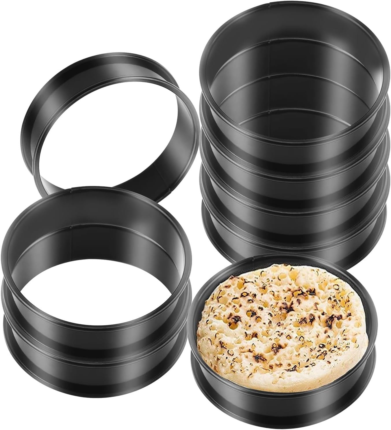 Crumpet Rings, 10PCS Non-Stick English Muffin Rings 4 Inch For Baking ...