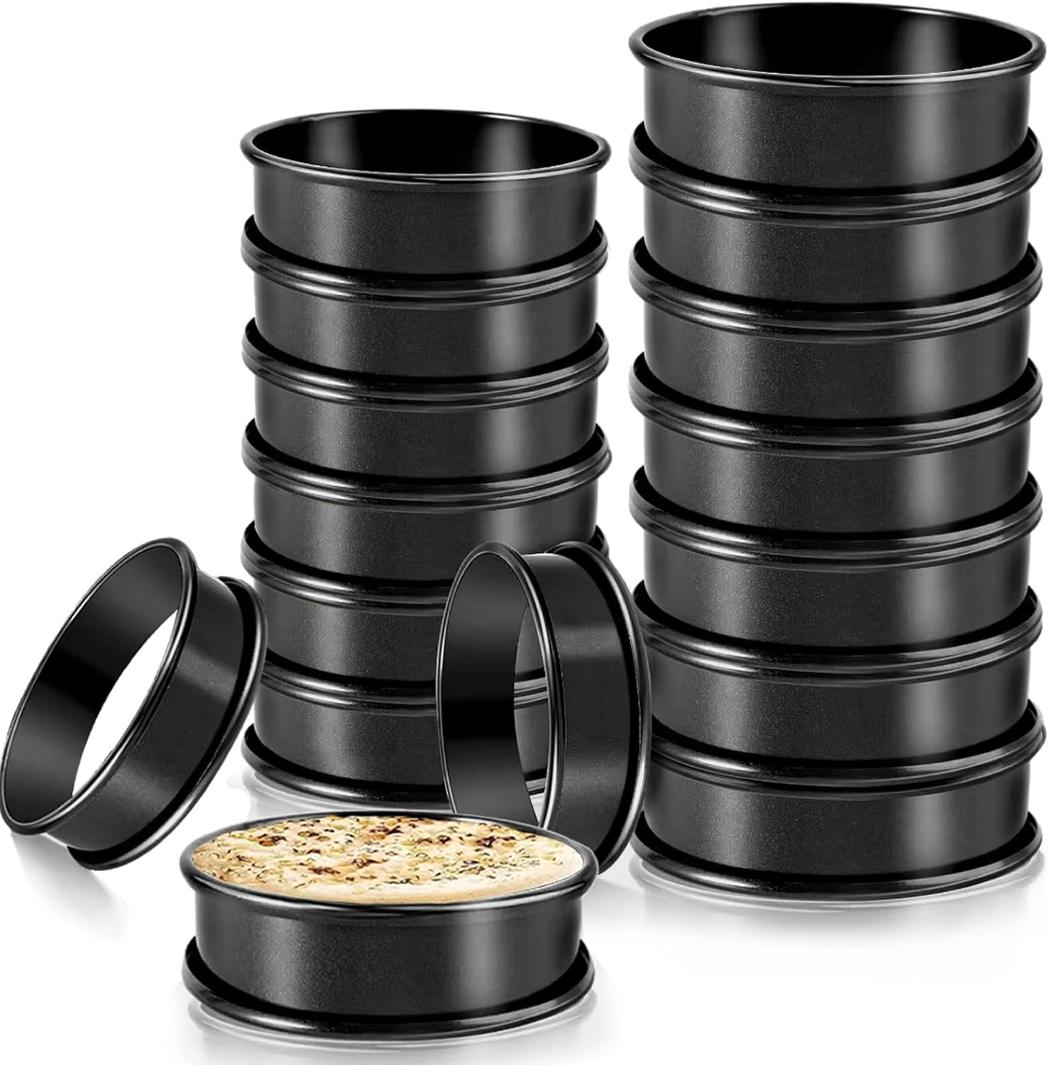 crumpet rings, 16pack nonstick english muffin ring, outer diameter 4 ...