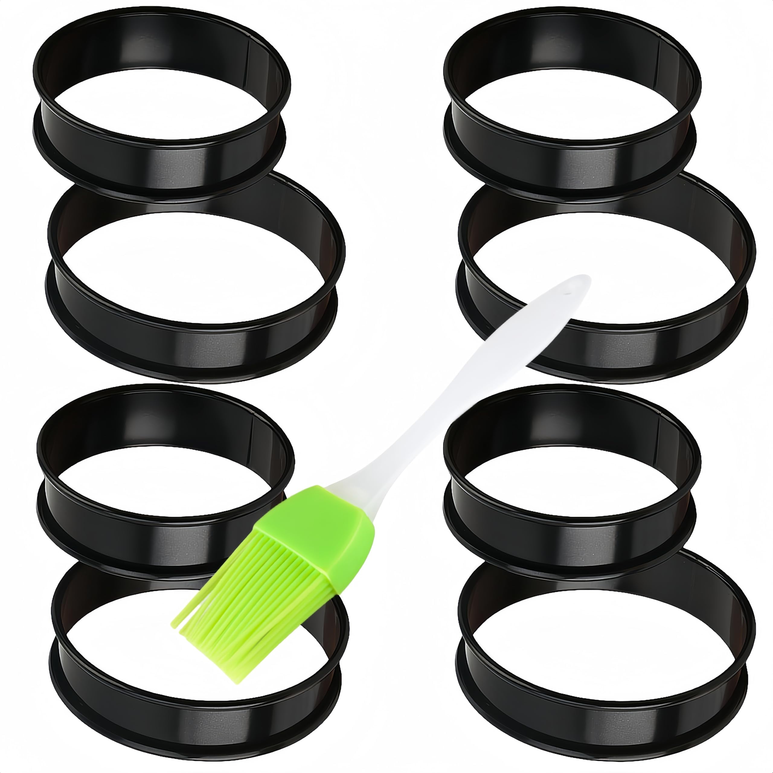 Crumpet Rings, 8PCS Black Round Non-Stick English Muffin Rings 4 Inch ...