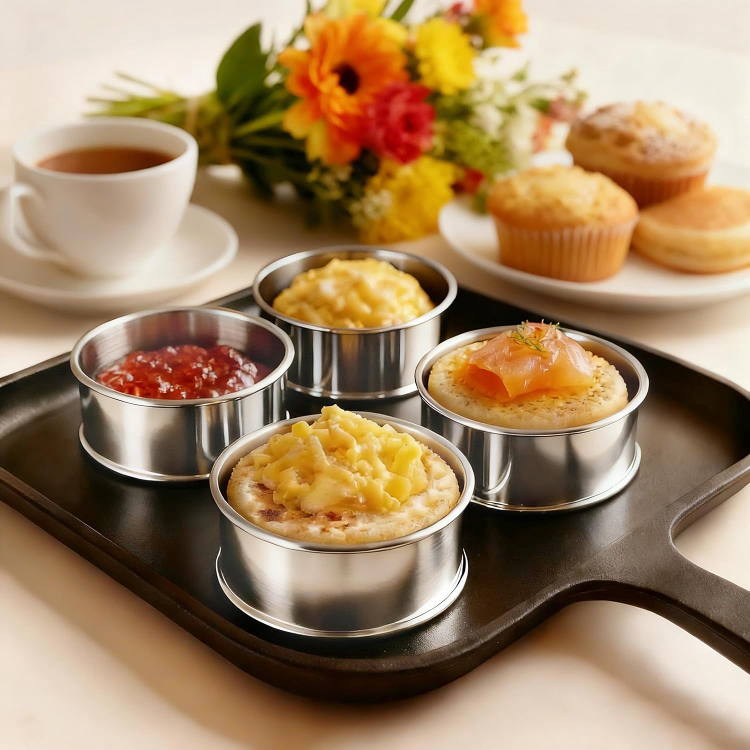 Crumpet Rings, Stainless Steel Egg Rings for English Muffin, Tart ...