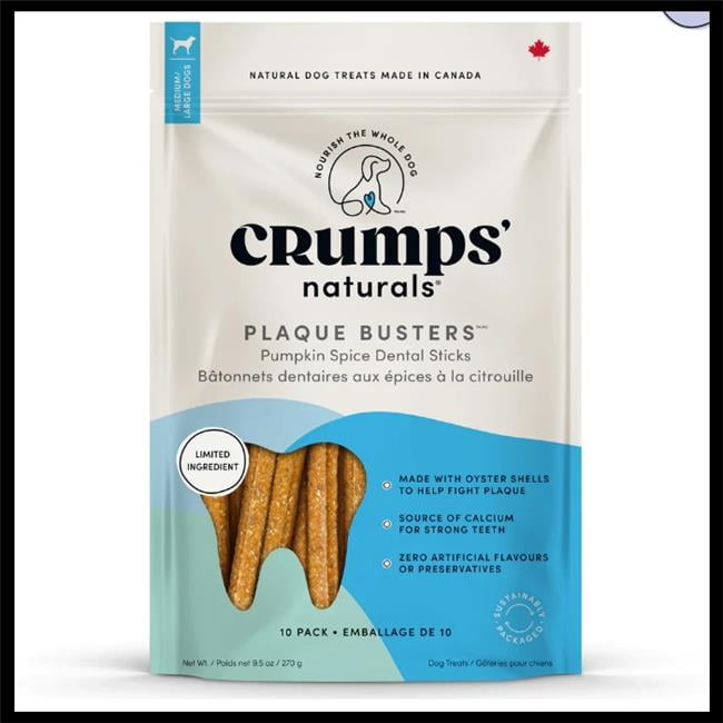 Crumps Naturals 7 in. Plaque Buster Pumkin Spice Treat, Pack of 8 ...