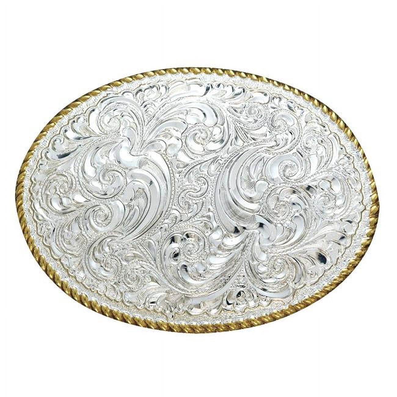 Crumrine Silver Leaf Scroll Belt Buckle 3.25inch x 4.25inch, Silver ...