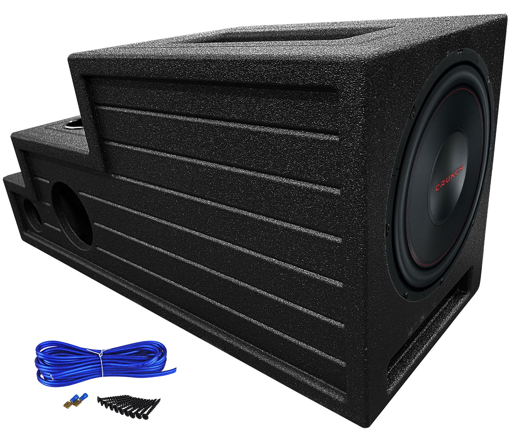 Crunch CRW12D4 12" Subwoofer+Vented Bed Lined Center Console Sub Box ...