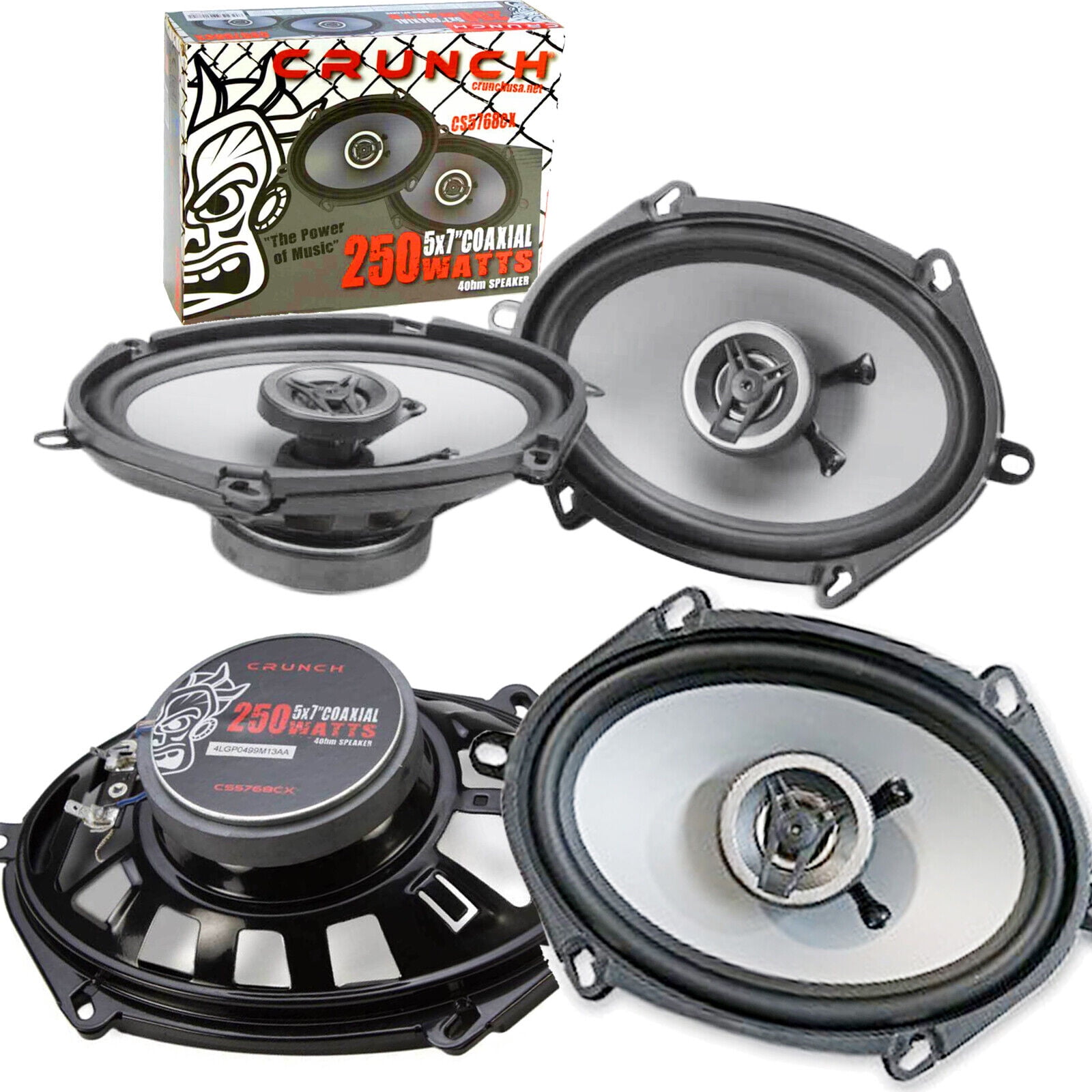 Crunch CS5768CX 500W 2-Way Full Range Coaxial Audio 5x7" 6x8" Speakers ...