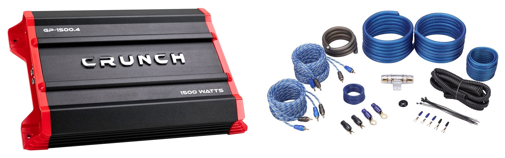 Crunch GP-1500.4 1500 Watt 4-Channel Car Stereo Amplifier+Amp Wire Kit ...