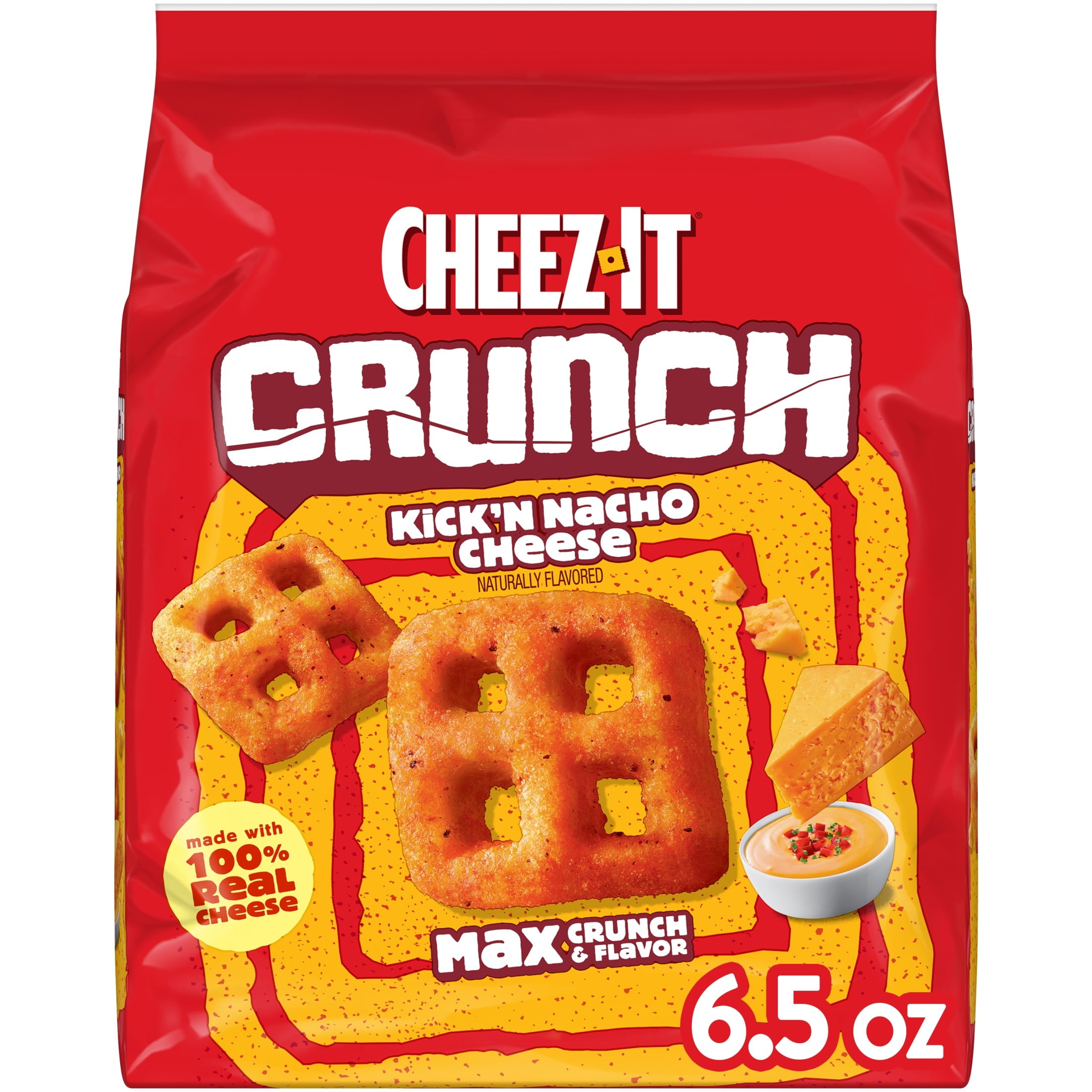 Cheez-It Crunch Kick'n Nacho Cheese Cheesy Baked Snacks, Lunch Snacks ...