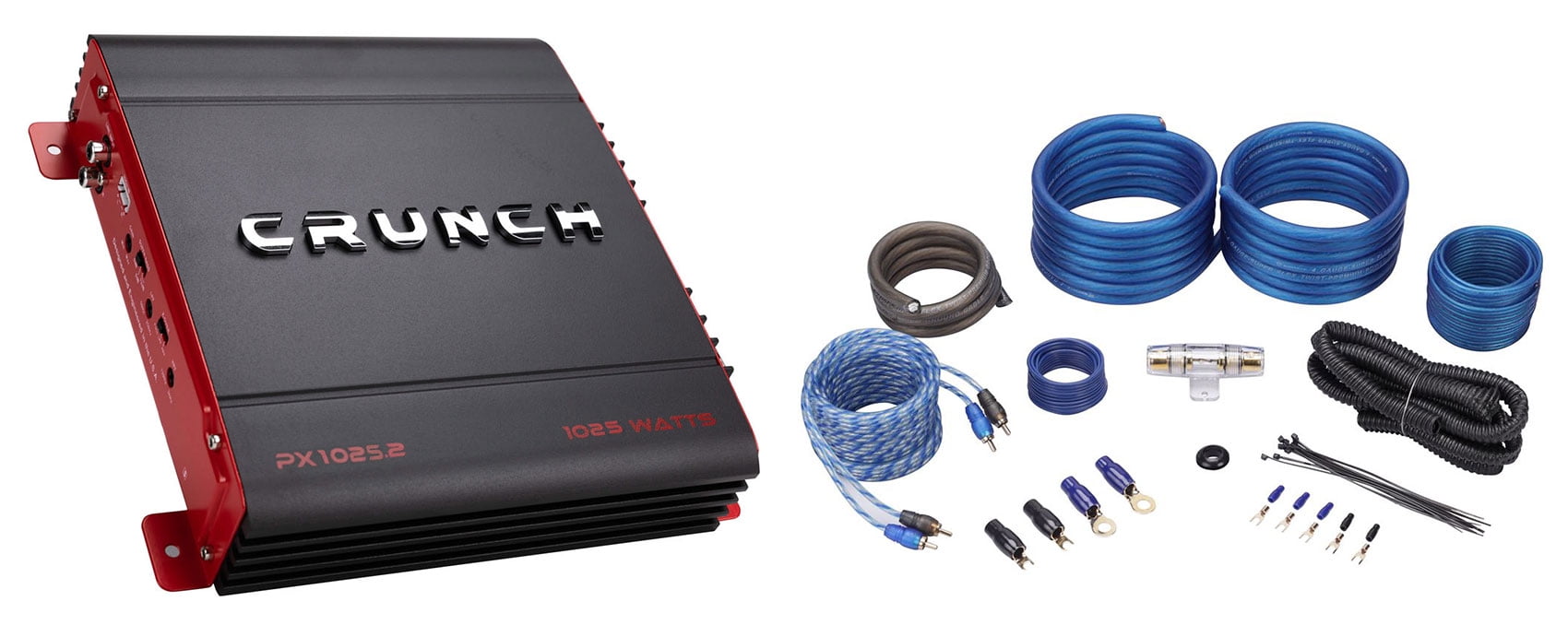 Crunch PX-1025.2 1000 Watt 2-Channel Car Stereo Amplifier + Amp Wire ...