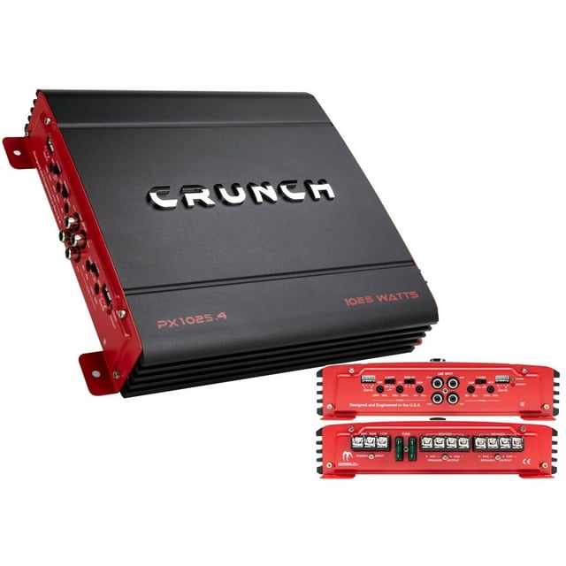 Crunch PX-1025.4 Genuine 1000 Watts 4 Channel Class AB Car Audio Amplifier PX-1000.4 Bundle ...