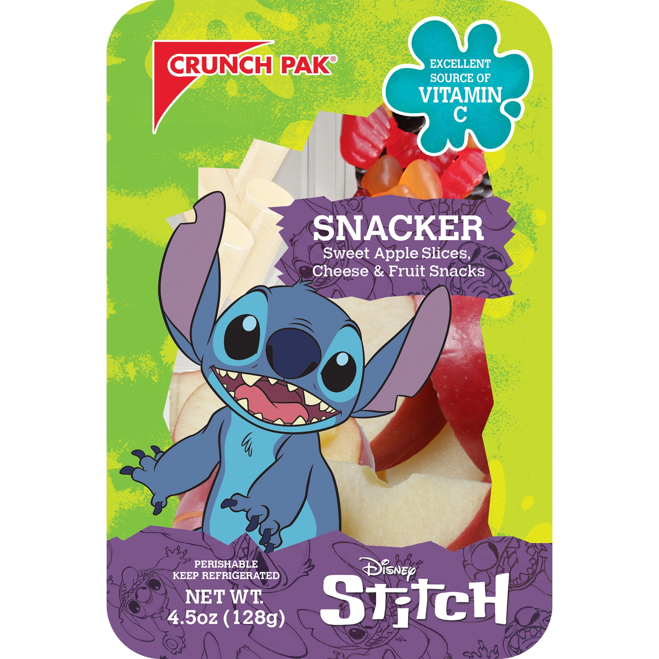 Crunch Pak Snack Disney Stitch with Fresh Sliced Sweet Apples, Cheese ...