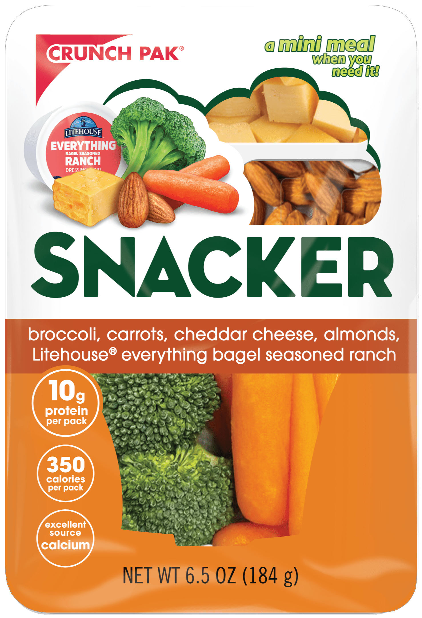 Crunch Pak Snack with Vegetables, Almonds, Cheese, and Ranch to Dip ...