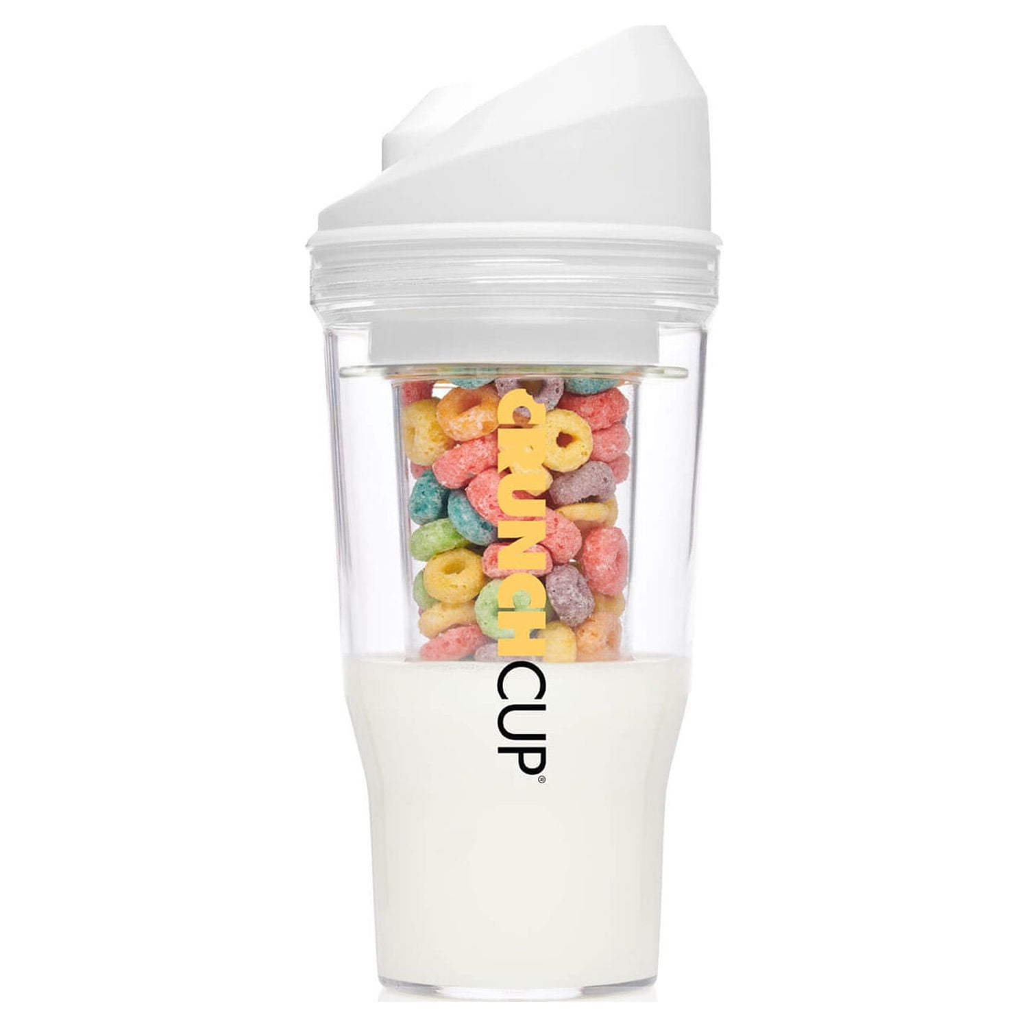 CrunchCup Portable Plastic Cereal Cup White Dishwasher-Safe for On-the ...