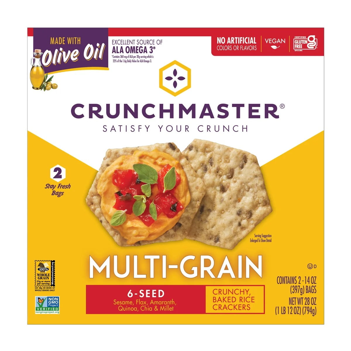 Crunchmaster 6-Seed Multi-Grain Crackers, 28 Ounce - Walmart.com
