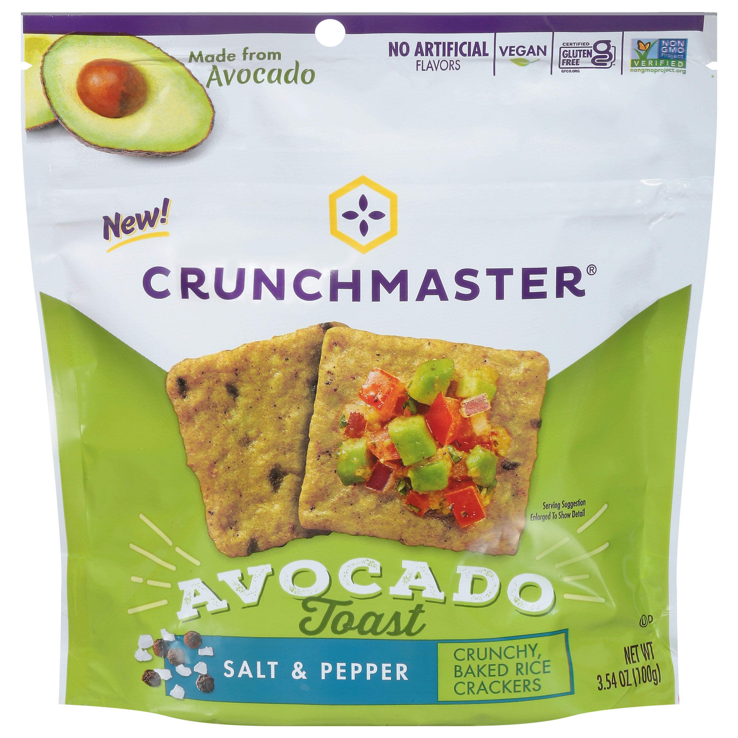 Crunchmaster Avocado Toast Salt & Pepper Crackers 3.54 oz (Pack Of 12 ...