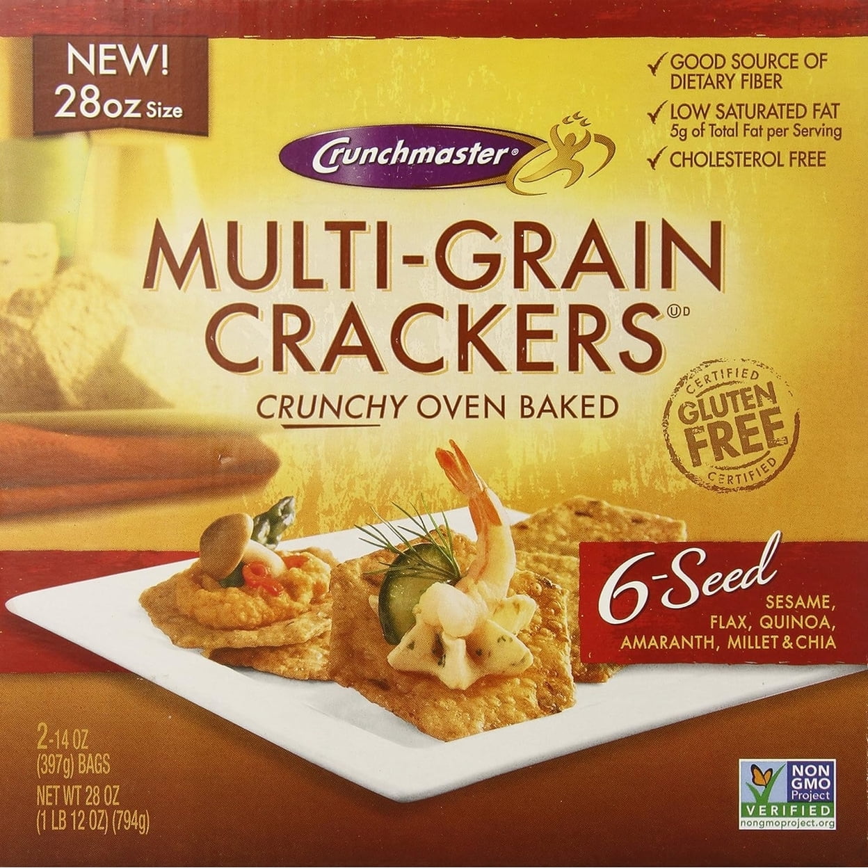 Crunchmaster Multi-Grain Crackers 28 Ounce, Gluten-Free, Low Fat, Whole ...