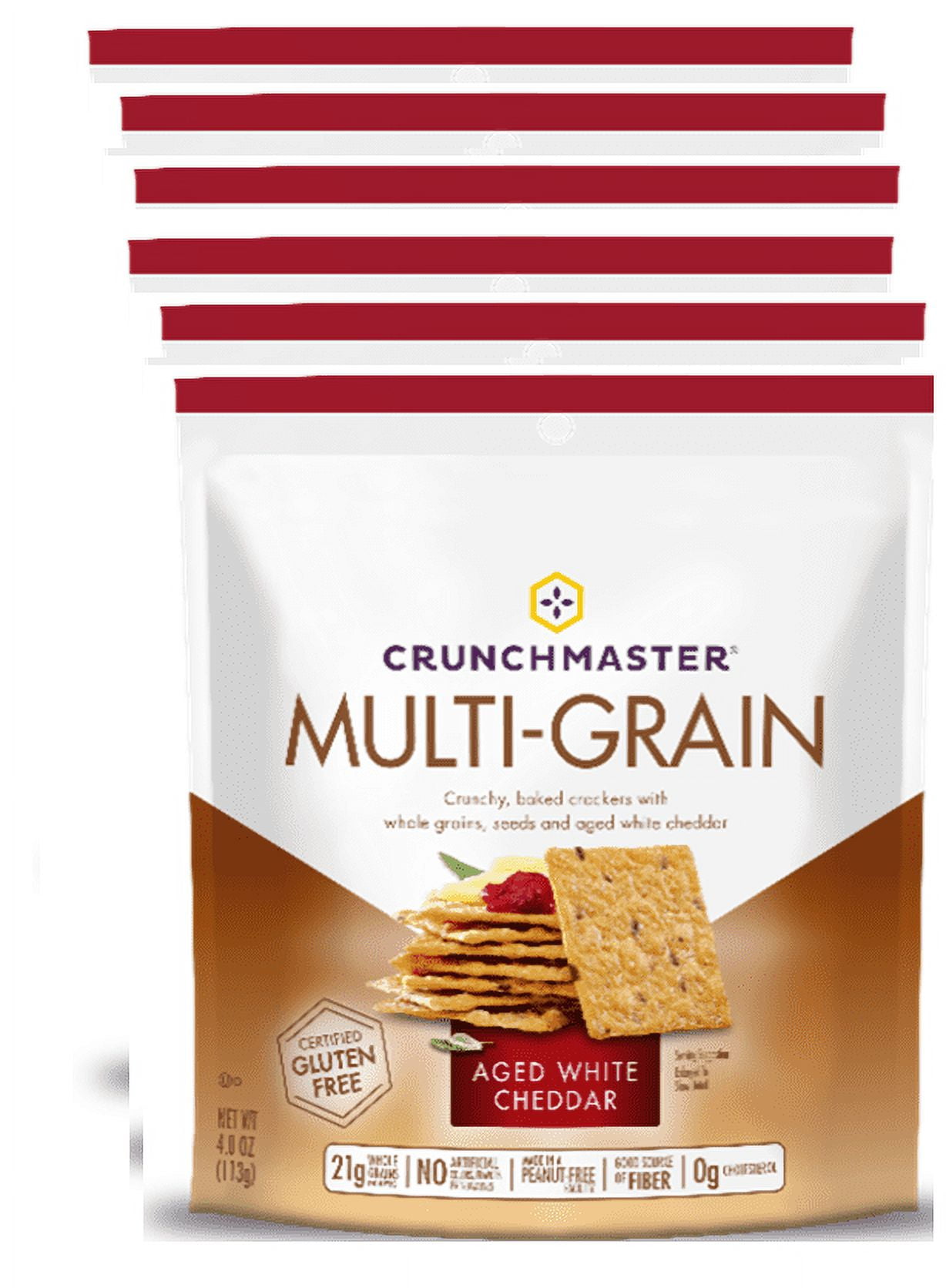 Crunchmaster Multi-Grain Crackers, Aged White Cheddar, 4 Ounce (Pack of ...