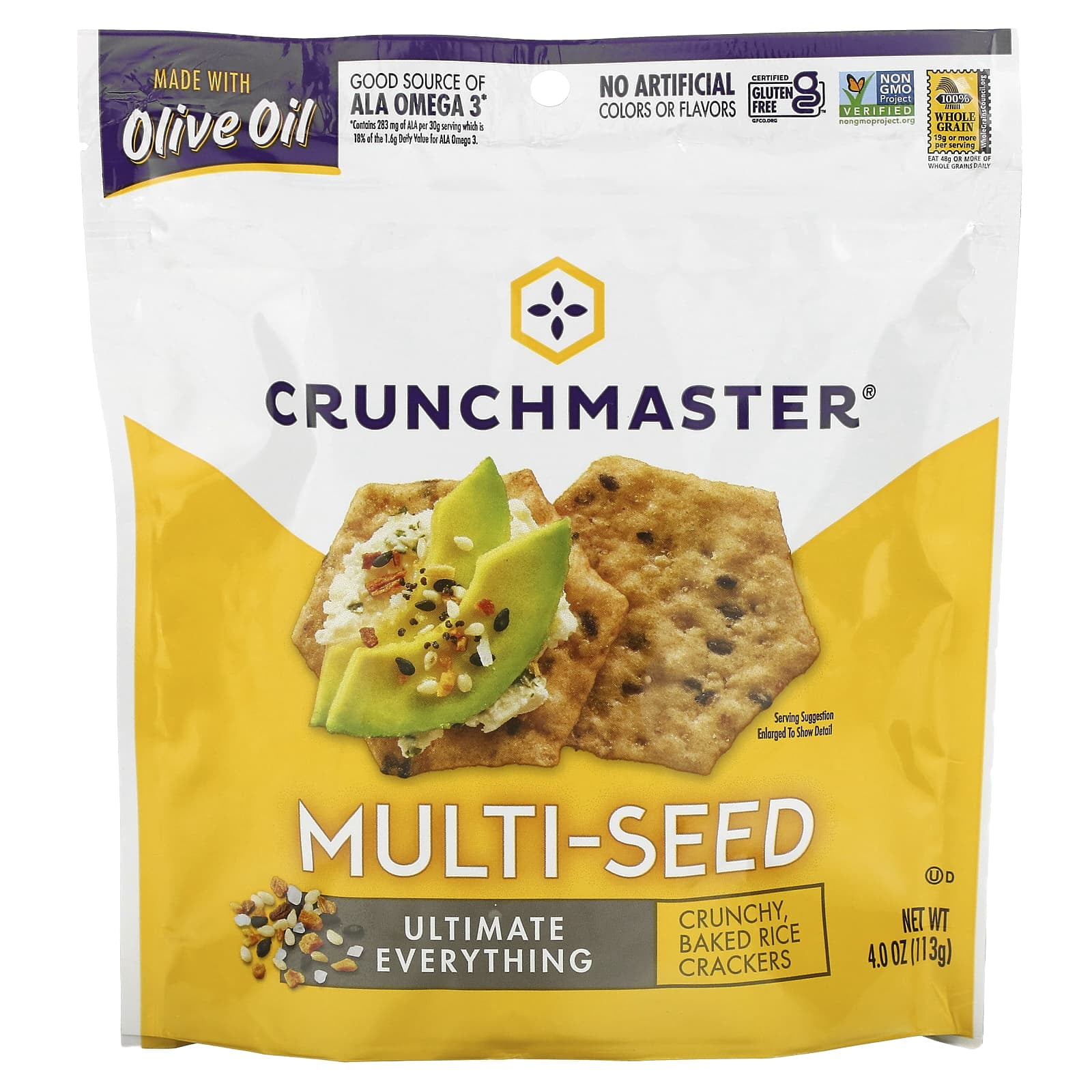 Crunchmaster, Multi-Seed, Baked Rice Crackers, Ultimate Everything, 4 ...