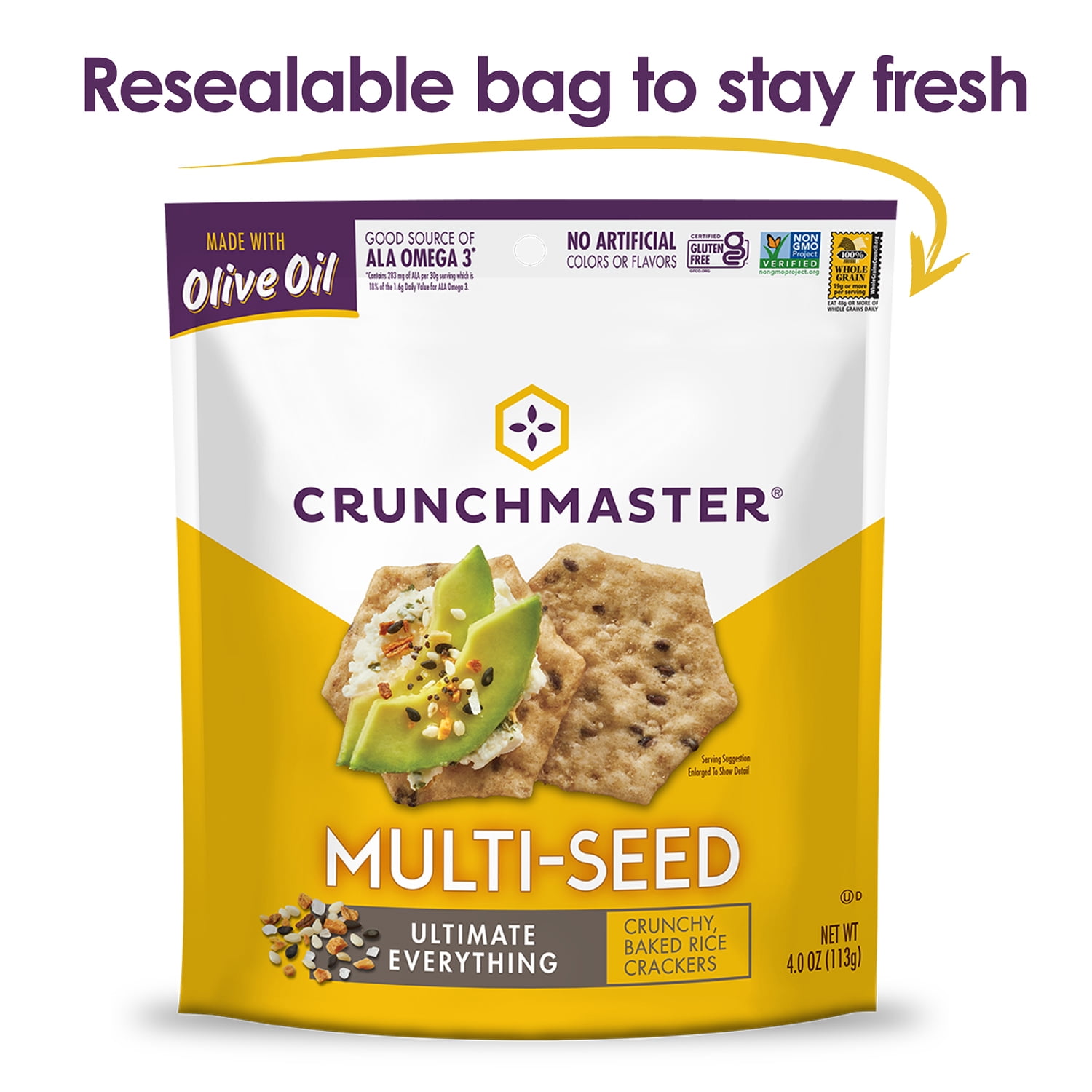 Crunchmaster Multi-Seed Gluten Free Crackers, Ultimate Everything, 4oz ...