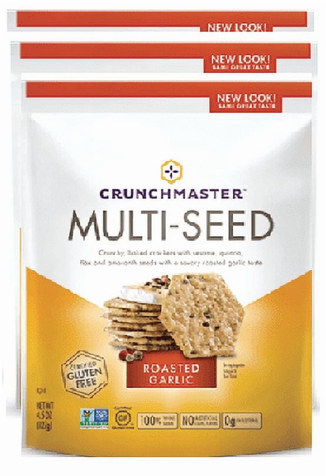 Crunchmaster Multi-Seed Crackers, Roasted Garlic, 4 oz. pack of 3 ...