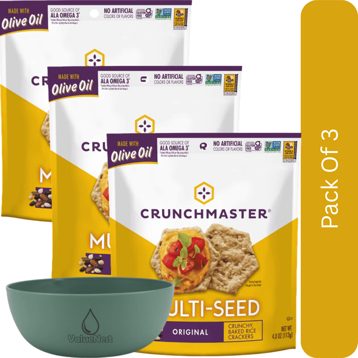 Crunchmaster Multi-Seed Original Crackers, 4 oz Plastic Stand-Up Pouch ...