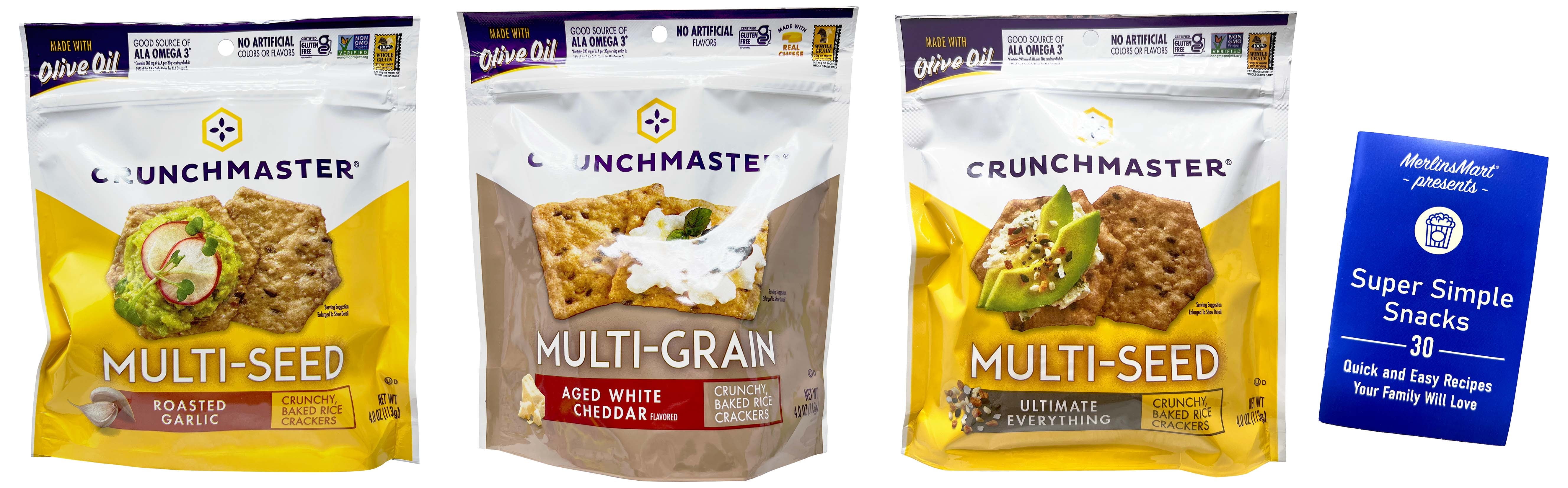 Crunchmaster Rice Crackers - 3 Varieties: 1 Each - Multi-Seed Roasted ...
