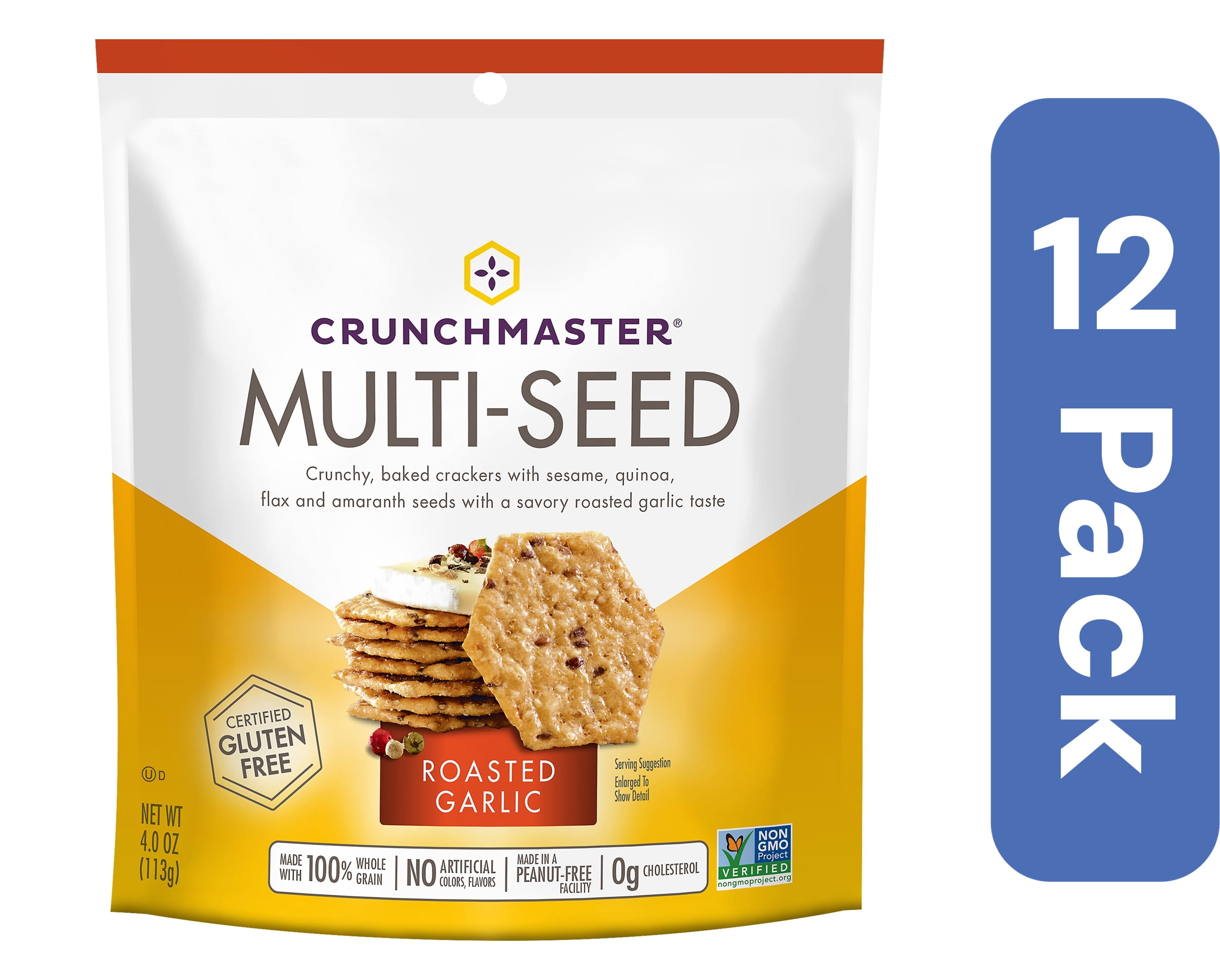 Crunchmaster Roasted Garlic Multiseed Crackers 4 oz (Pack Of 12 ...