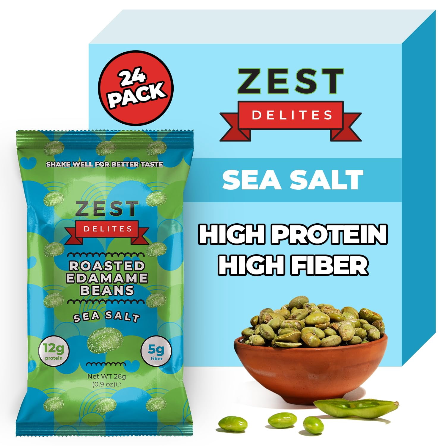 Crunchy Dry Roasted Edamame Beans MDA05 Snack by Zest Delites, Sea Salt ...