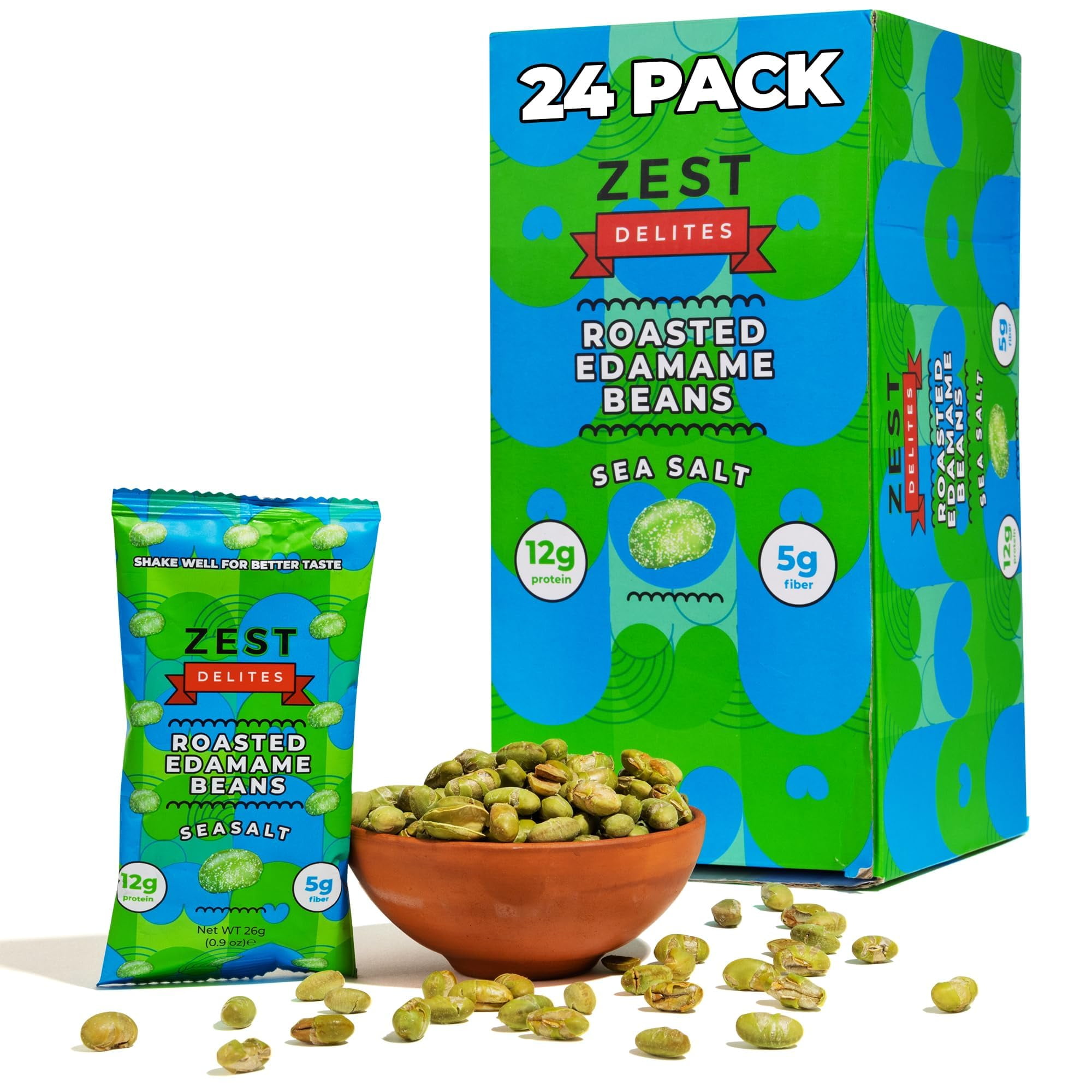 Crunchy Dry Roasted Edamame DPF11 Beans Snack by Zest Delites, Sea Salt ...