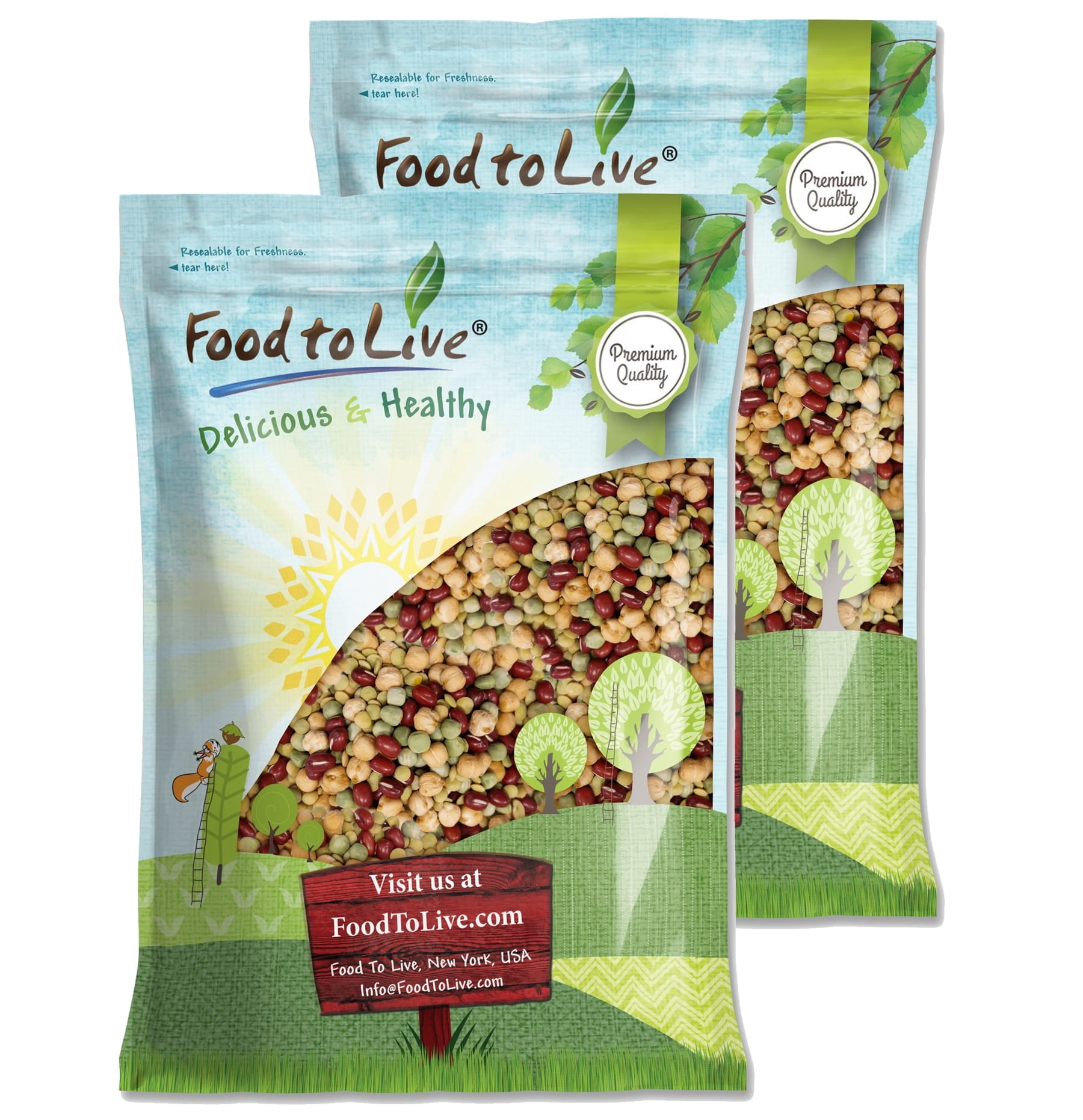 Crunchy Mix of Sprouting Beans, 15 Pounds - Green Peas, Adzuki, Lentils ...
