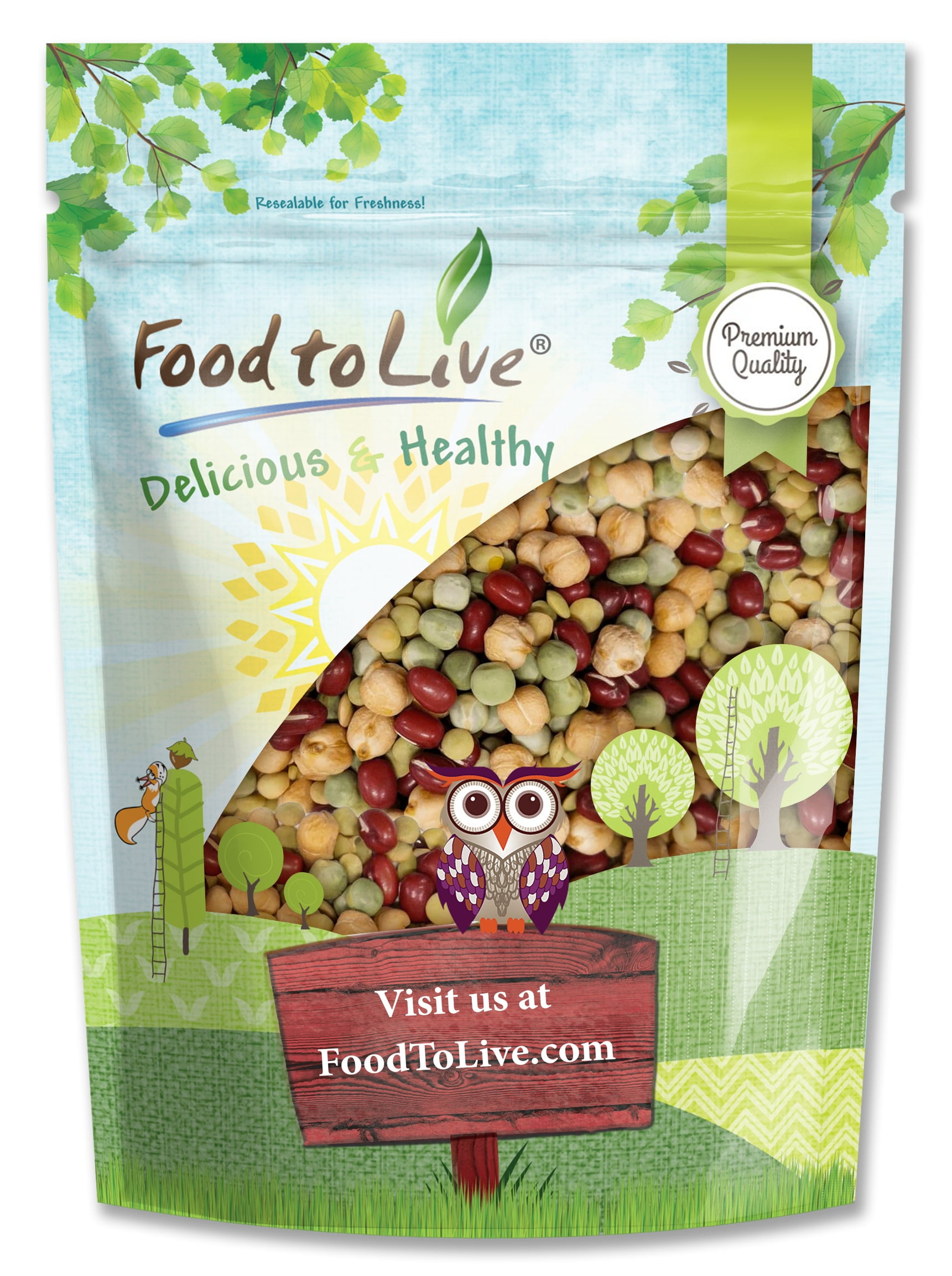 Crunchy Mix of Sprouting Beans, 3 Pounds - Green Peas, Adzuki, Lentils ...