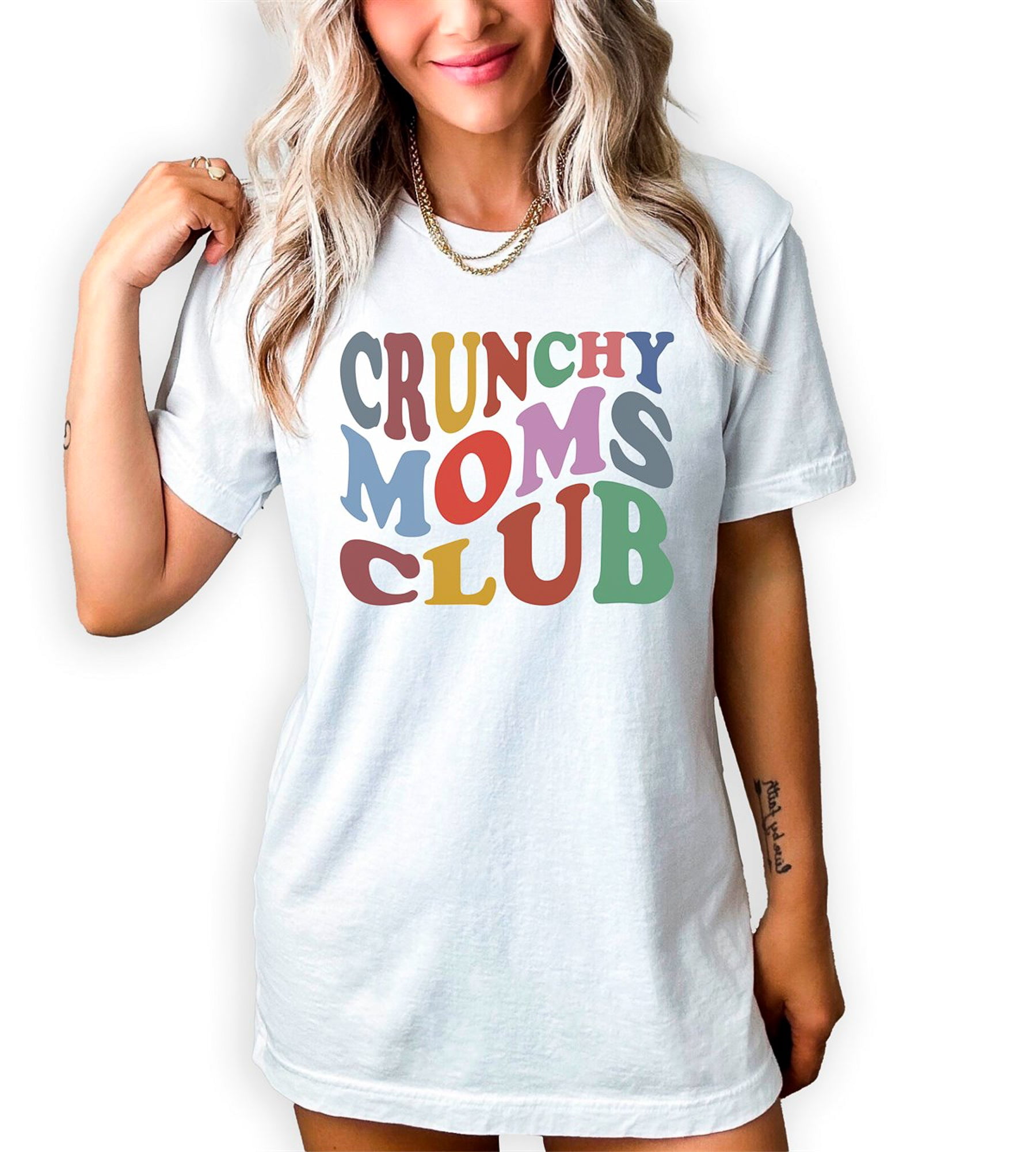 Crunchy Moms Club Tee, Retail Fit, Tear Away Label, Cotton/Polyester ...