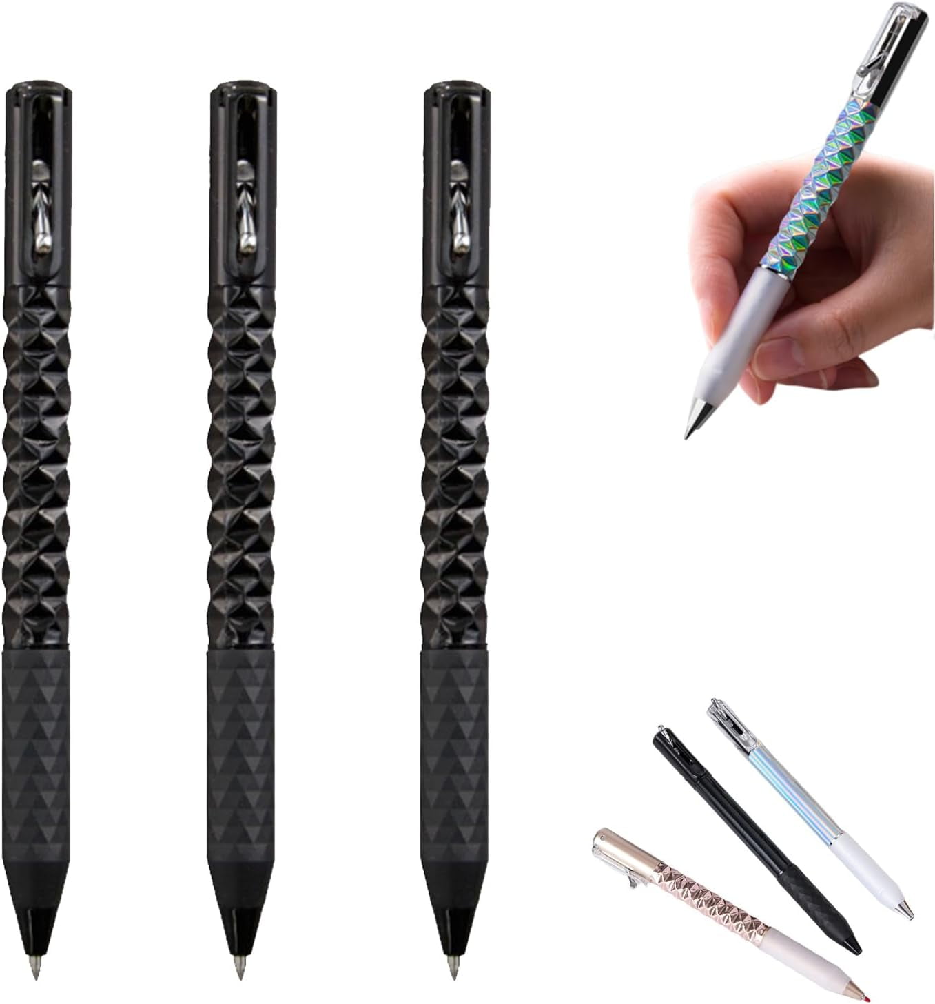 Crunchy Sensory Pen, Geometric Metal Crinkle Pen Fidget, Smooth Writing ...