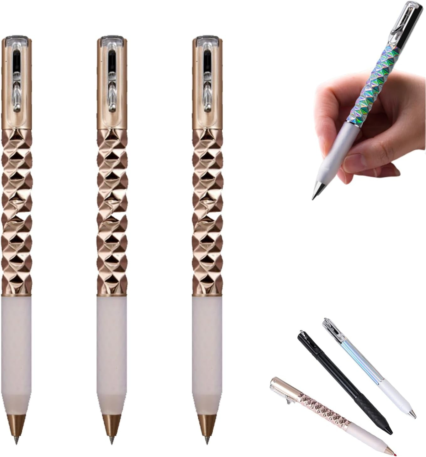 Crunchy Sensory Pen, Geometric Metal Crinkle Pen Fidget, Smooth Writing ...