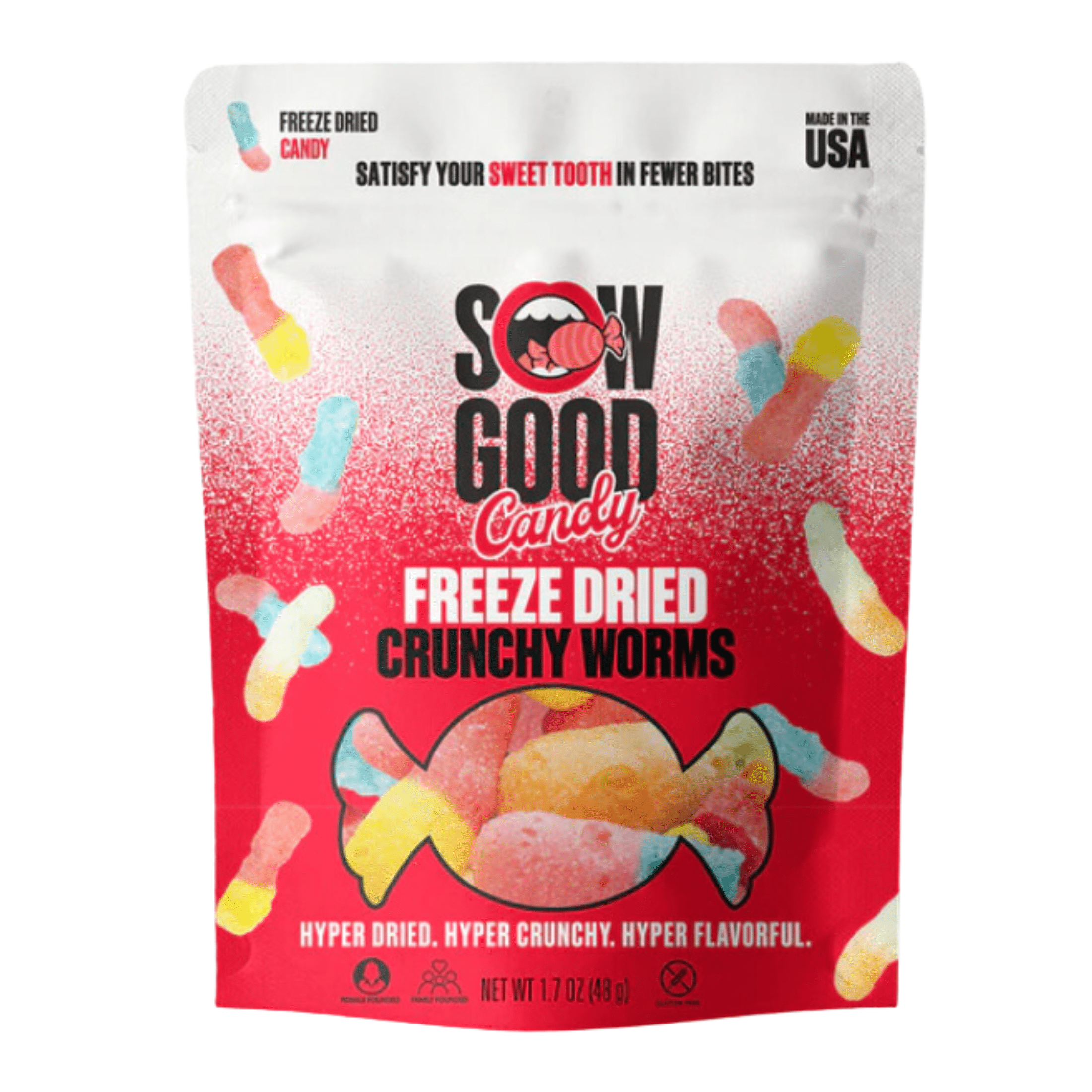 Crunchy Worms Freeze Dried Candy by Sow Good Candy - Sweet & Crunchy ...
