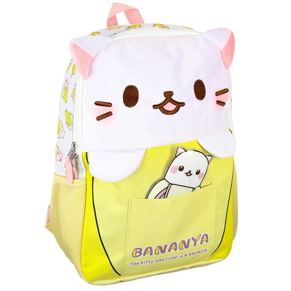 Crunchyroll Bananya 16" Plushie Backpack, 3-D Cat Anime Cartoon ...