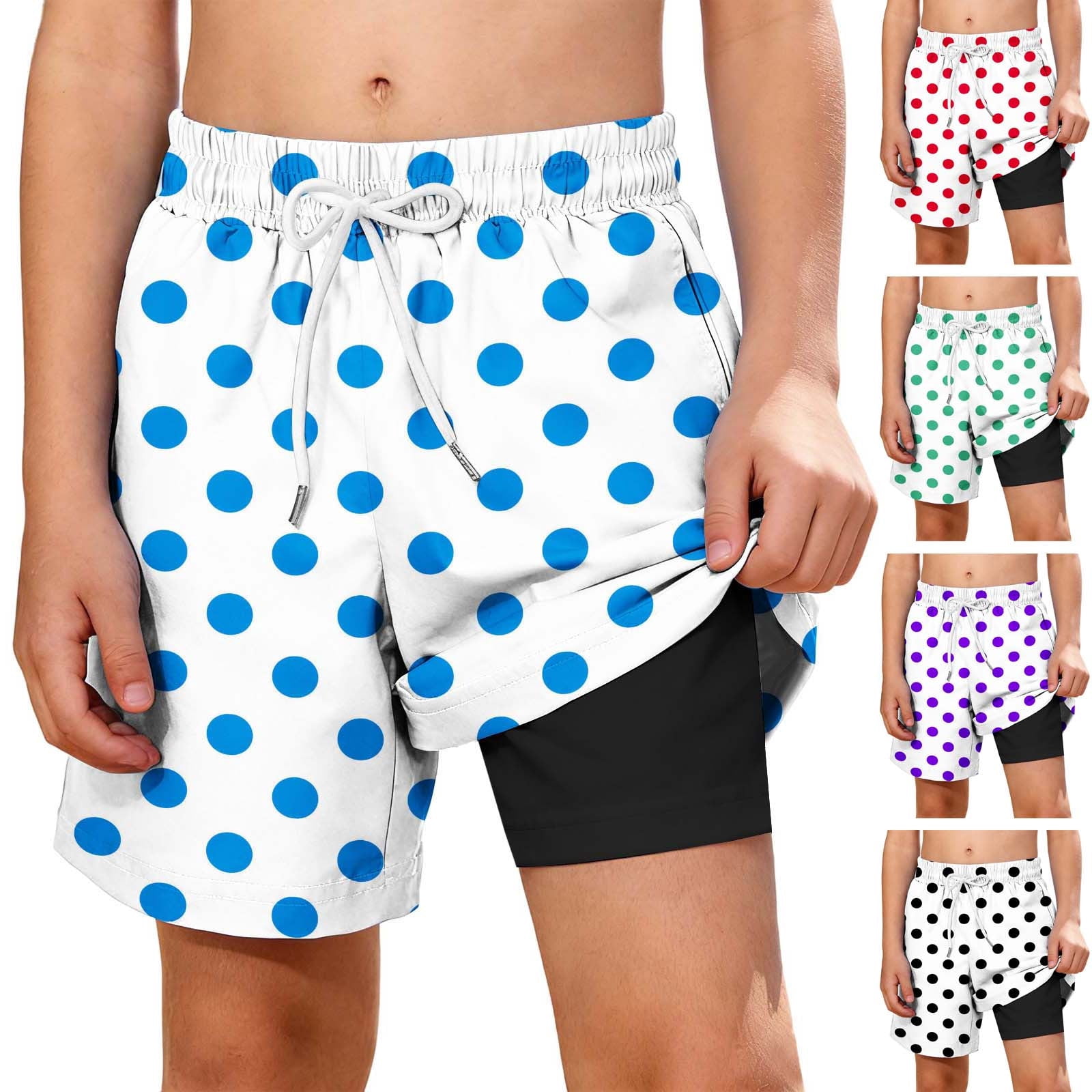 Crunowin Boys Beach Summer Shorts Polka Dot Quick-Dry Pockets Outdoor ...