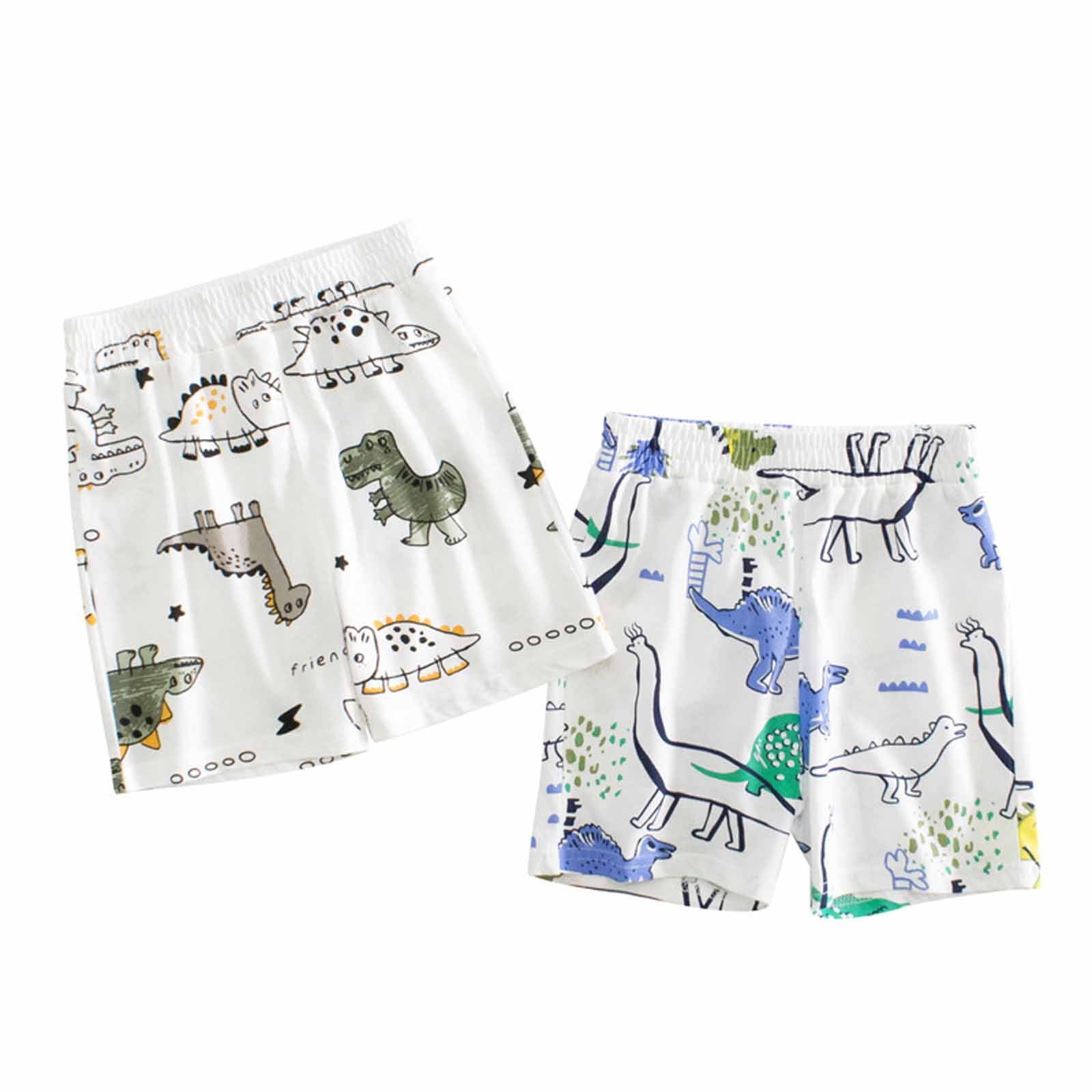 Crunowin Boys Summer Cotton Shorts Dinosaur Pattern Soft Elastic Waist ...