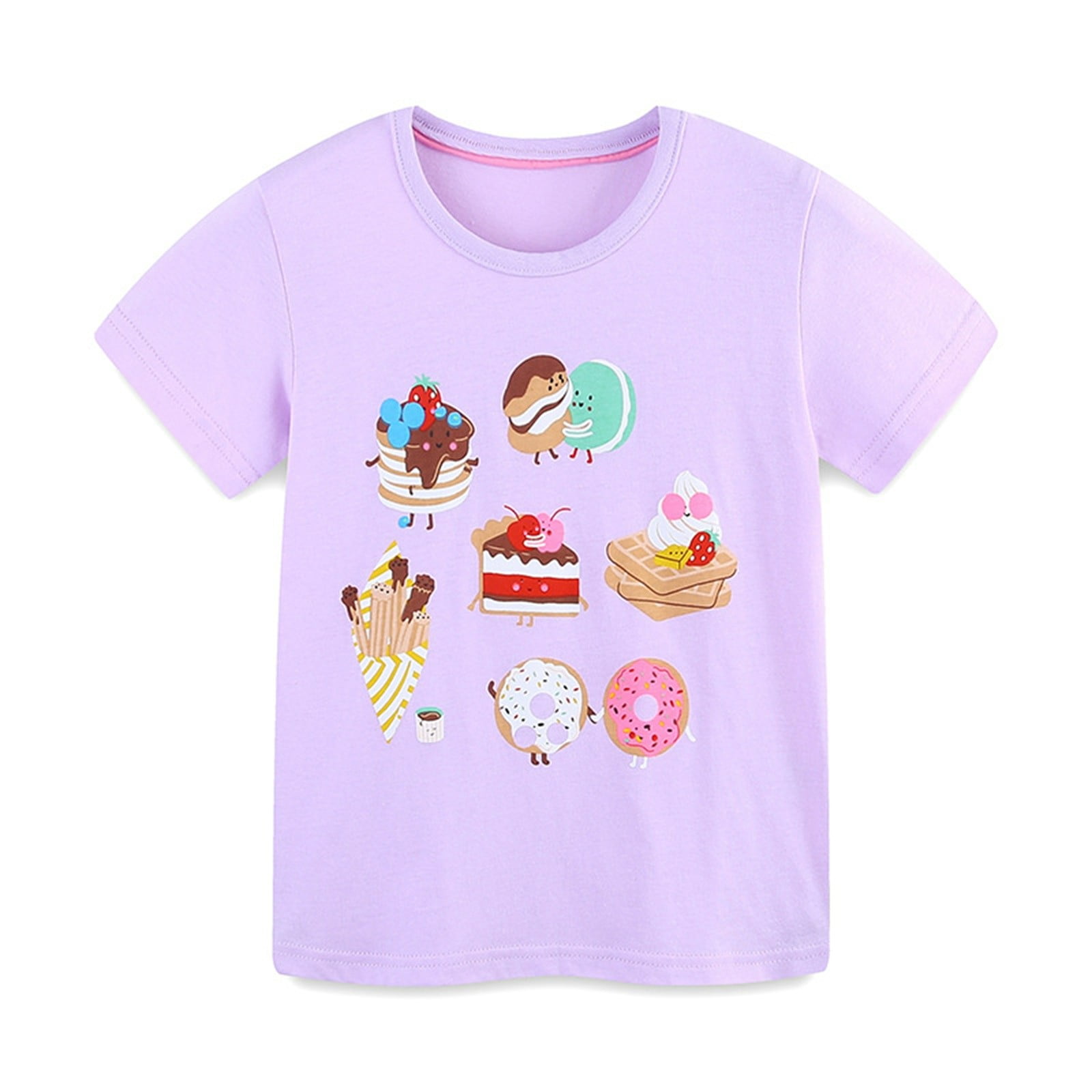 Crunowin Boys and Girls Short Sleeve T-Shirt Round Neck Cake Print ...