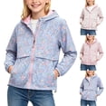 Crunowin Girls Hooded Jackets, Windproof Waterproof Print Lightweight ...