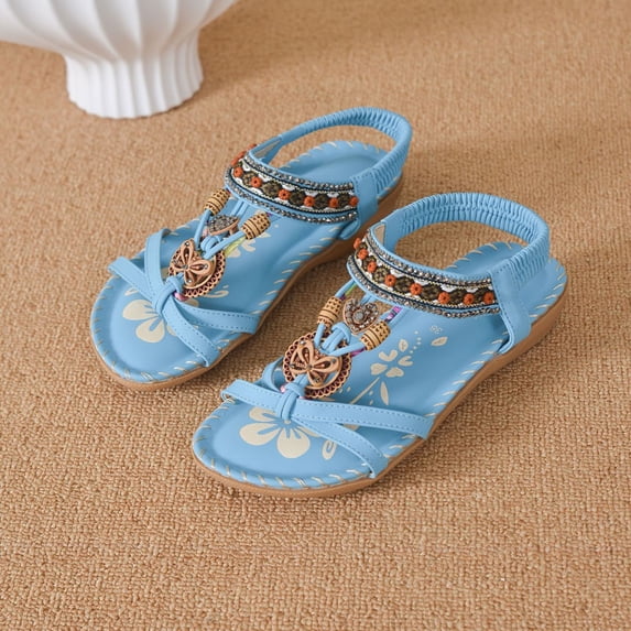 Crunowin Women's Beaded Bohemian Sandals, Ethnic Style Beaded Design ...