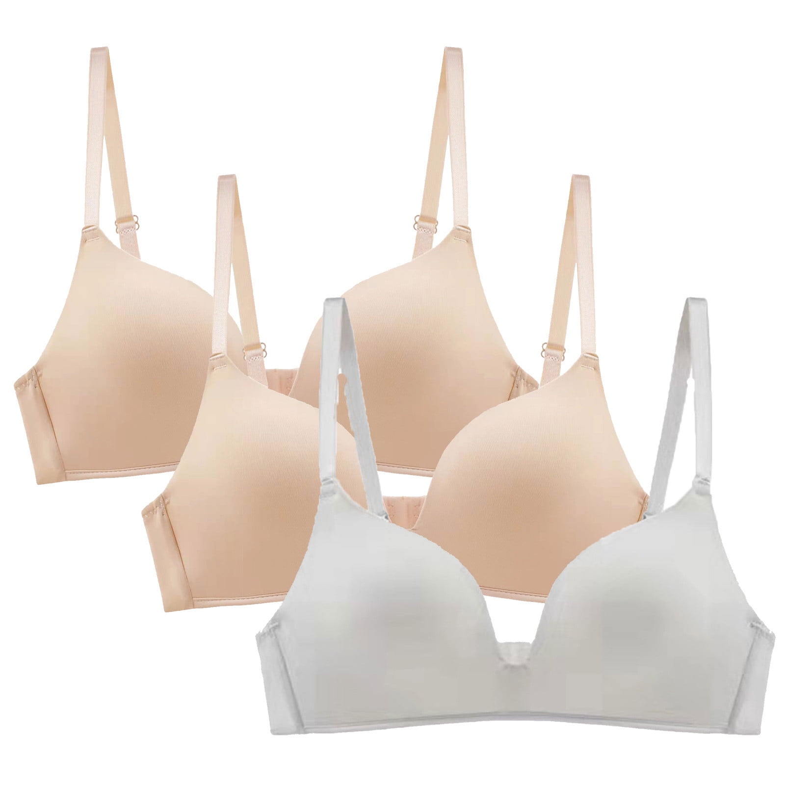 Crunowin Women's Bra 3 Pack, Solid Color Wire Free Comfort Lightweight ...