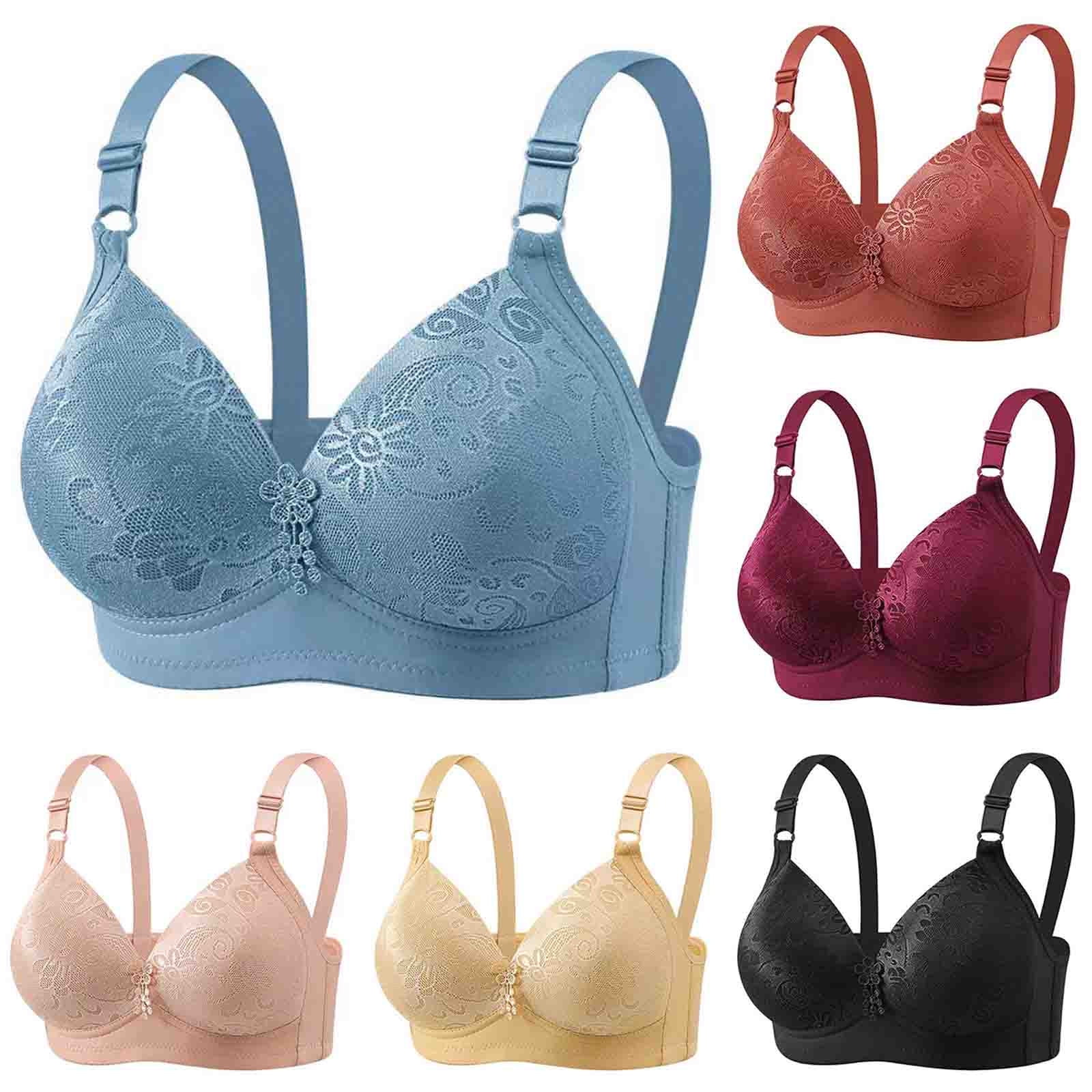 Crunowin Women's Bra, Wireless Bra Daily Bra for Older Women Light Blue ...