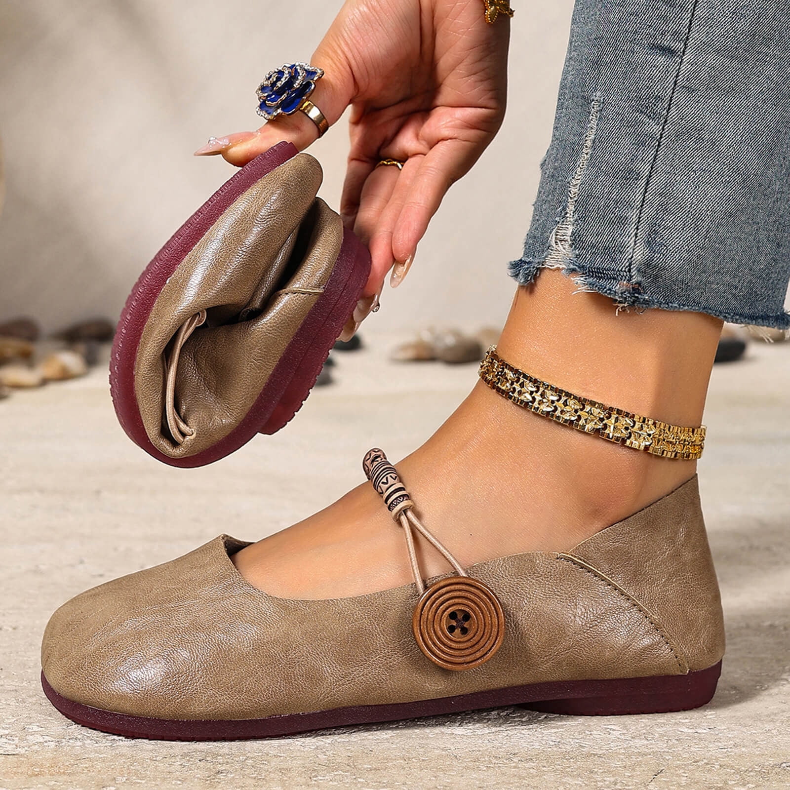 Crunowin Women's Leisure Shoes Square Toe Design Toe & Heel Cover ...