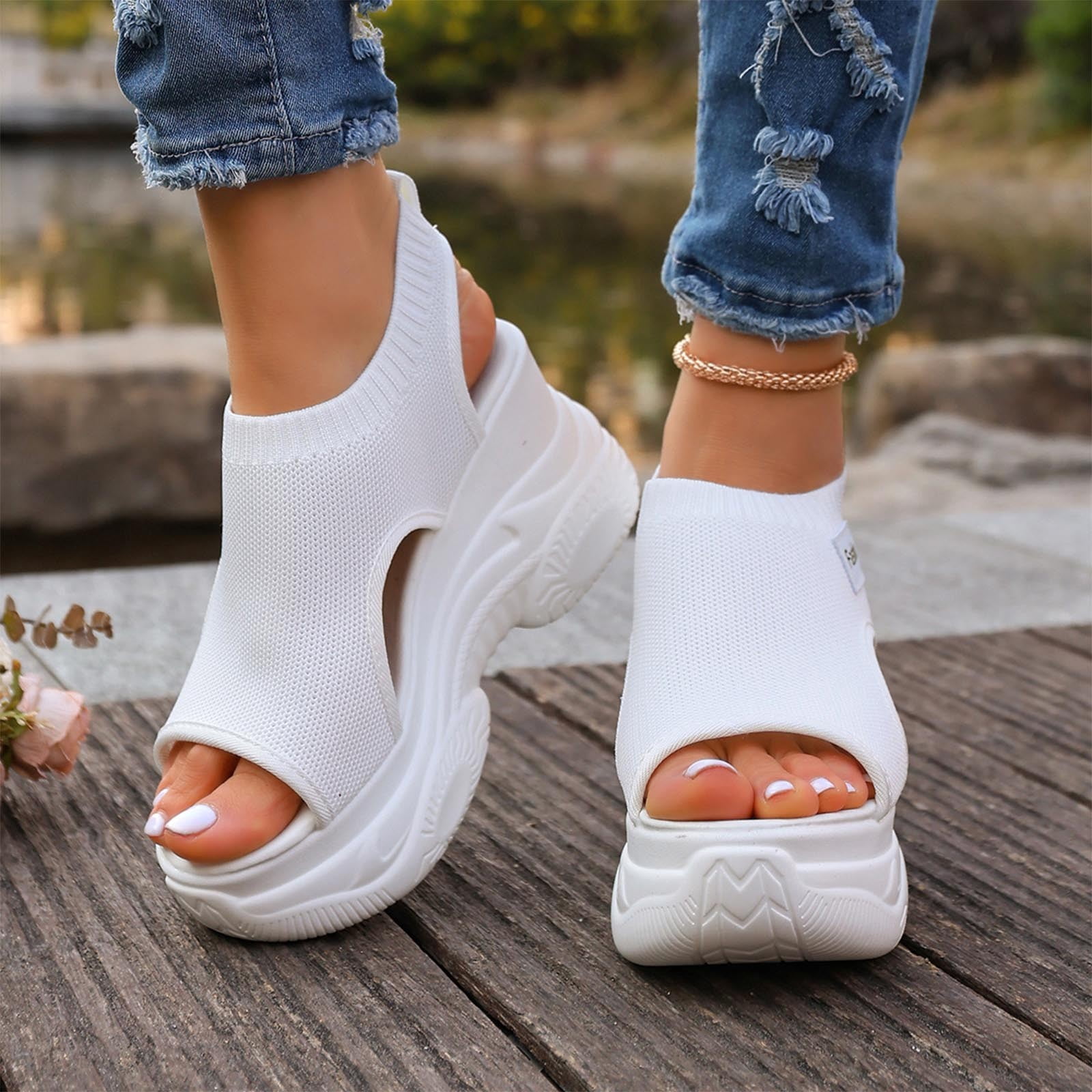 Crunowin Women's Sporty Heel Sandals, Casual Spring And Summer Round ...