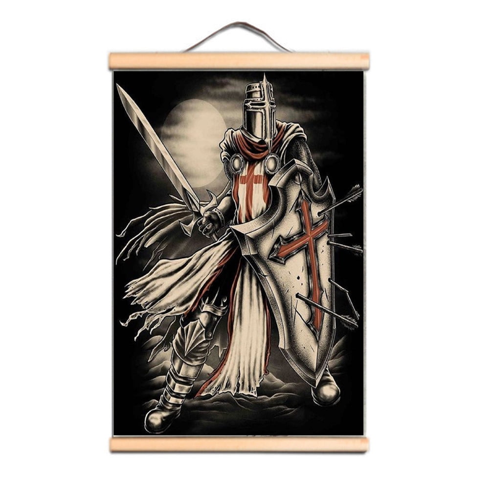 Crusader Armor Warrior Hanging Banner Nordic Style Wall Artwork Canvas ...